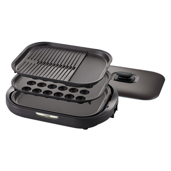 ホットプレート 「これ1台」 3枚プレート CRC-B302T ブラウン タイガー魔法瓶 たこ焼き 大型 コンパクト