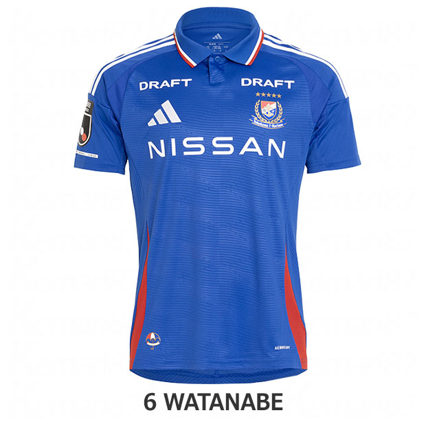 横浜F・マリノス 2025 ホーム 半袖オーセンティックユニフォーム　6.渡辺皓太　【adidas|アディダス】クラブチームレプリカウェアーoay71-jk2810-6-w