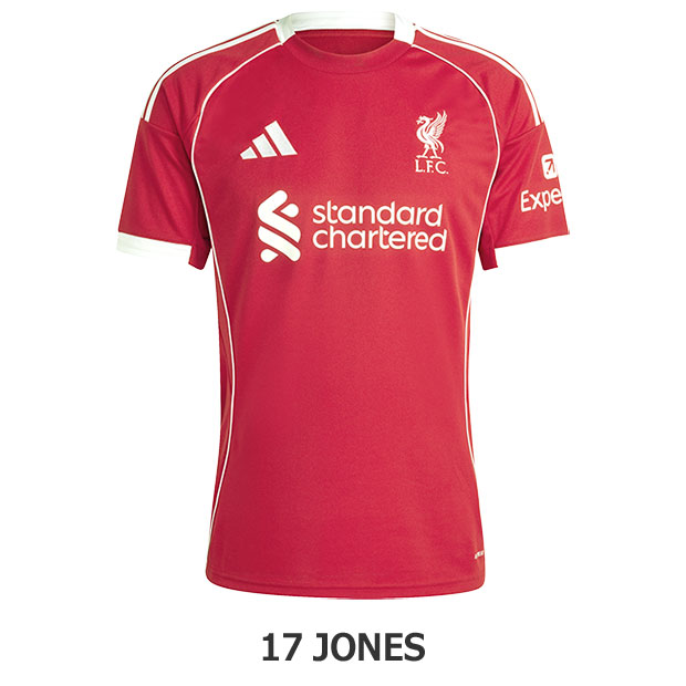 リバプール 25-26 ホーム 半袖レプリカユニフォーム　17.カーティス・ジョーンズ　【adidas|アディダス】クラブチームレプリカウェアーjyf22-jv6423-17-j