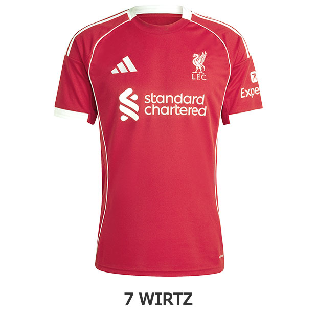 リバプール 25-26 ホーム 半袖レプリカユニフォーム　7.フロリアン・ヴィルツ　【adidas|アディダス】クラブチームレプリカウェアーjyf22-jv6423-7-w