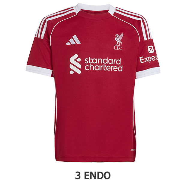 ジュニア リバプール 25-26 ホーム 半袖レプリカユニフォーム　3.遠藤航　【adidas|アディダス】クラブチームレプリカウェアーjyf33-jv6436-3-e