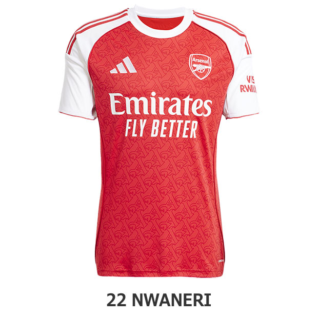 アーセナル 25-26 ホーム 半袖レプリカユニフォーム　22.イーサン・ヌワネリ　【adidas|アディダス】クラブチームレプリカウェアーksj38-ji9517-22-n