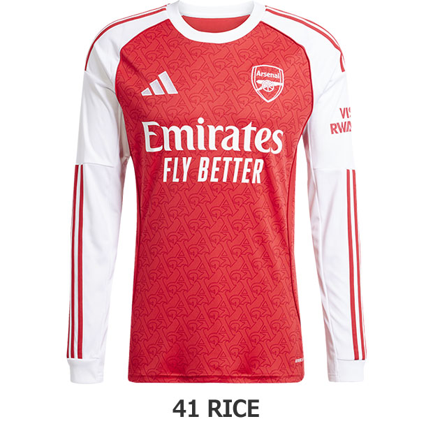アーセナル 25-26 ホーム 長袖レプリカユニフォーム　41.デクラン・ライス　【adidas|アディダス】クラブチームレプリカウェアーksj55-ji9536-41-r
