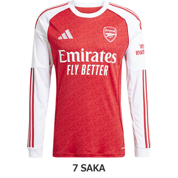 アーセナル 25-26 ホーム 長袖レプリカユニフォーム　7.ブカヨ・サカ　【adidas|アディダス】クラブチームレプリカウェアーksj55-ji9536-7-s