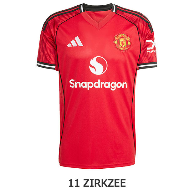 マンチェスターユナイテッド 25-26 ホーム 半袖レプリカユニフォーム　11.ジョシュア・ザークツィー　【adidas|アディダス】クラブチームレプリカウェアーkrp08-ji7428-11-z