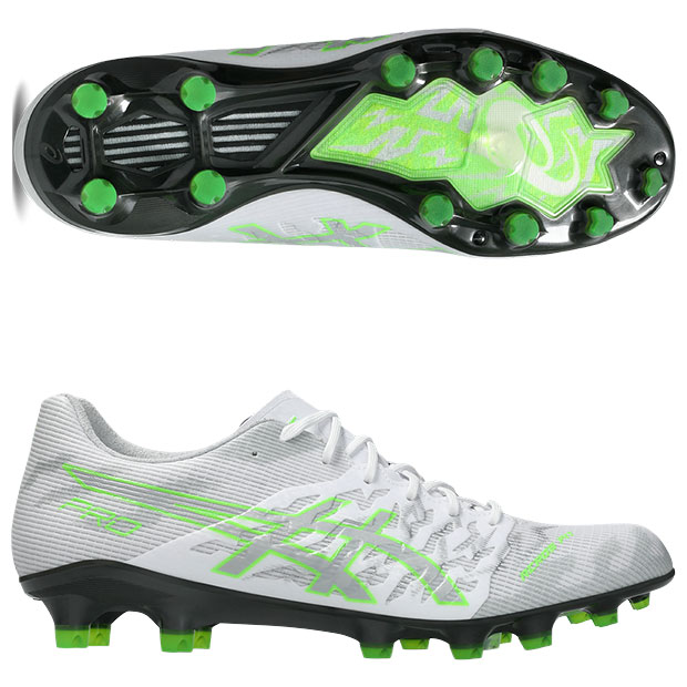 DSライト ACROS PRO 3　ホワイト×グリーンゲッコ　【asics|アシックス】サッカースパイク1101a071-103