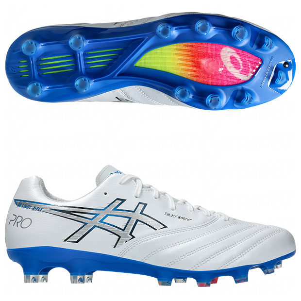 DSライト|X-FLY|PRO|3　ホワイト×エレクトリックブルー　【asics|アシックス】サッカースパイク1101a072-100