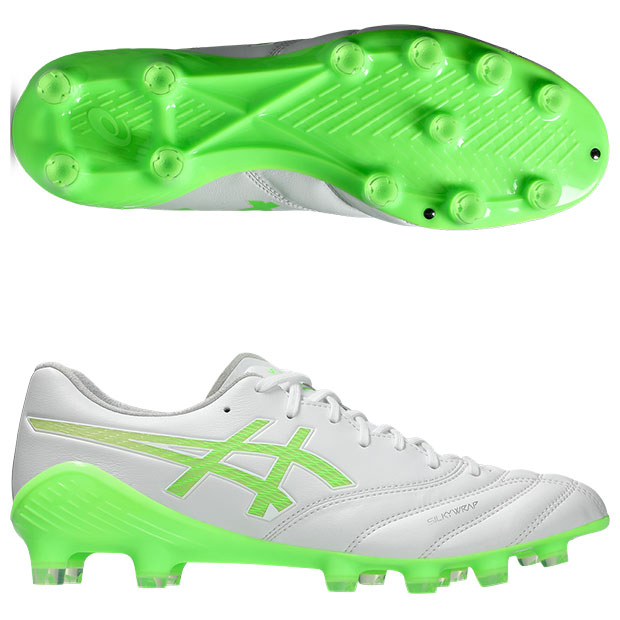 DSライト X-FLY 6　ホワイト×グリーンゲッコ　【asics|アシックス】サッカースパイク1101a076-100