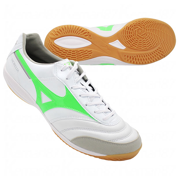 モレリア|SALA|ELITE|IN　スーパーホワイトパール×ネオングリーン　【MIZUNO|ミズノ】フットサルシューズq1ga251237