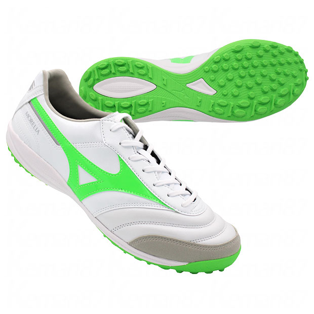 モレリア|SALA|ELITE|TF　スーパーホワイトパール×ネオングリーン　【MIZUNO|ミズノ】サッカーフットサルトレーニングシューズq1gb251237