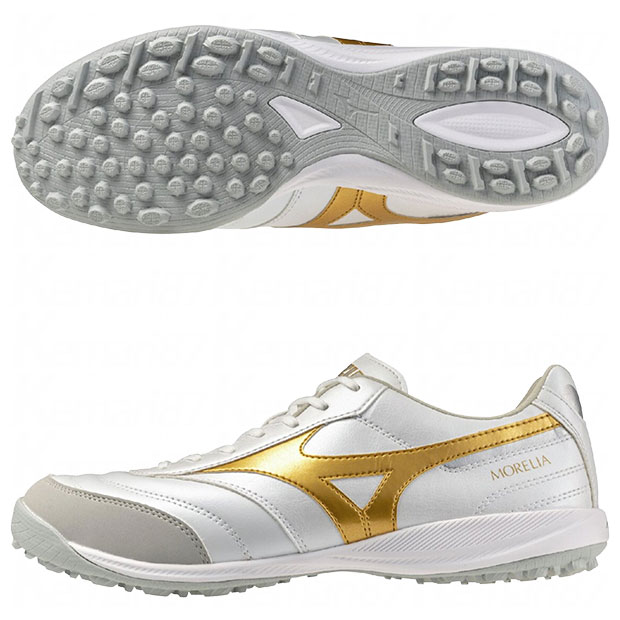 モレリア SALA PRO TF　スーパーホワイトパール×ゴールド　【MIZUNO|ミズノ】サッカーフットサルトレーニングシューズq1gb261350