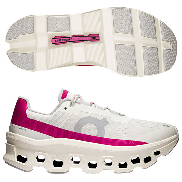 レディース Cloudmonster クラウドモンスター オン ランニング　アイボリー×グレナデン　【On|オン】ランニングシューズ3wd10104038-ivogre