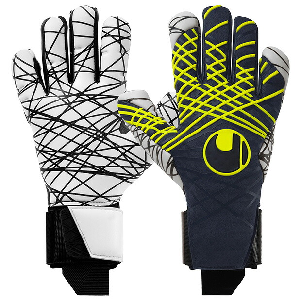 プレディクション|ウルトラグリップ|ハーフネガティブ　ネイビー×フローイエロー　【Uhlsport|ウールシュポルト】サッカーフットサルゴールキーパーグローブ1011328-01