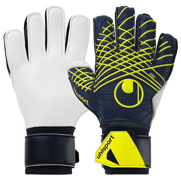 プレディクション|ソフト|フレックスフレーム　ネイビー×フローイエロー　【Uhlsport|ウールシュポルト】サッカーフットサルゴールキーパーグローブ1011336-01