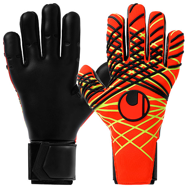 ファイアエディション|アブソルートグリップ|ハーフネガティブ|フィット　フローレッド×フローイエロー　【Uhlsport|ウールシュポルト】サッカーフットサルゴールキーパーグローブ101135601-20