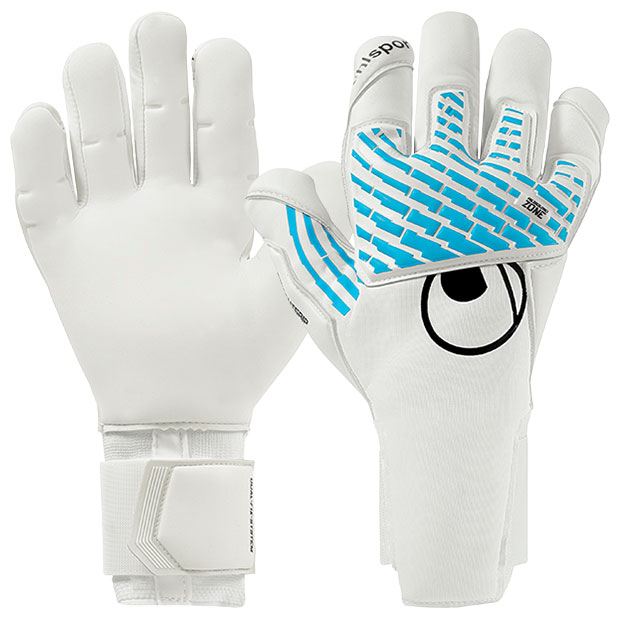 サイバーテック アブソルートグリップ スキンカット　ホワイト×サイバーブルー　【Uhlsport|ウールシュポルト】サッカーフットサルゴールキーパーグローブ1011377-01