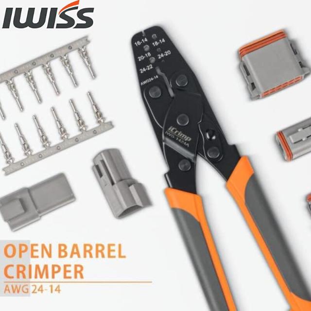 IWISS 圧着ペンチ ドイチェ DEUTSCH DT コネクター TE AMP SEAL 16自動車用コネクタピン オープンバレル端子 バイクコネクター 圧着ペンチ 0.2-2.0mm2対応 ...