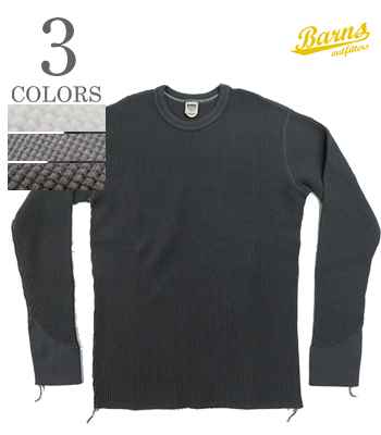 BARNS バーンズ 長袖|フラットシーマ|ワッフル|サーマルロンTEE『WAFFLE TOUGH-NECK CREW L/S TEE』【アメカジ・サーマル】BR-3080