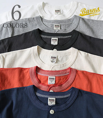 バーンズ 半袖 小寸編み ユニオンスペシャル ヘンリーネックTEE BARNS VINTAGE HENLEY NECK COZUN SST BR-8146