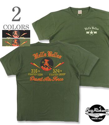BUZZ RICKSONS バズリクソンズ 半袖|Made in JAPAN|GOVERNMENT ISSUE|プリントT-Shirt『316th FTR.SQ. Hells Belles SST』【アメカジ・ミリタリー】BR79576