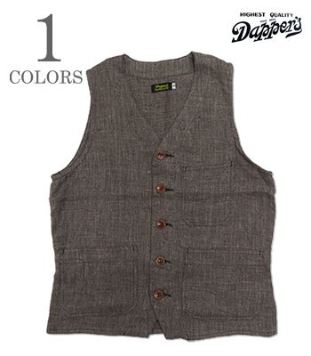 Dappers ダッパーズ リネンシルクシャンブレー|ワークベスト『Classical Linen Work Vest』【アメカジ・ワーク】1787