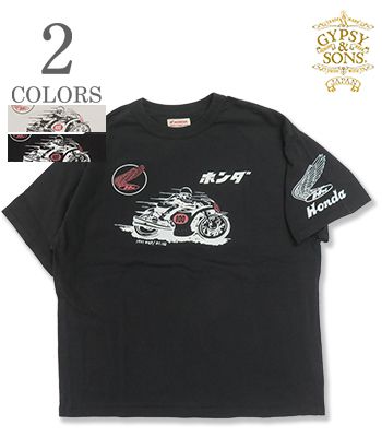GYPSY＆SONS ジプシーアンドサンズ 半袖|空紡糸|リサイクルコットン|プリントTEE『HONDA×GS BAGGY TEE』【アメカジ・モーターサイクル】GS2349977
