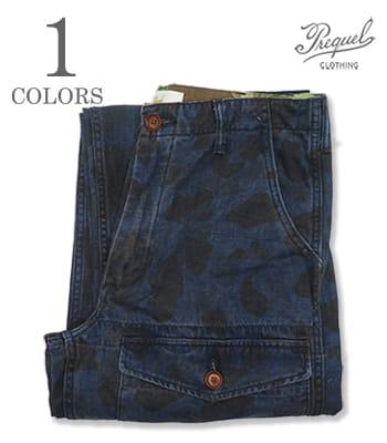 PREQUEL プリクエル HOMAGE 1907|インディゴ|ダックハンターカモ|カーゴパンツ『Indigo Camouflage Combat Cargo』【アメカジ・ミリタリー】P0001