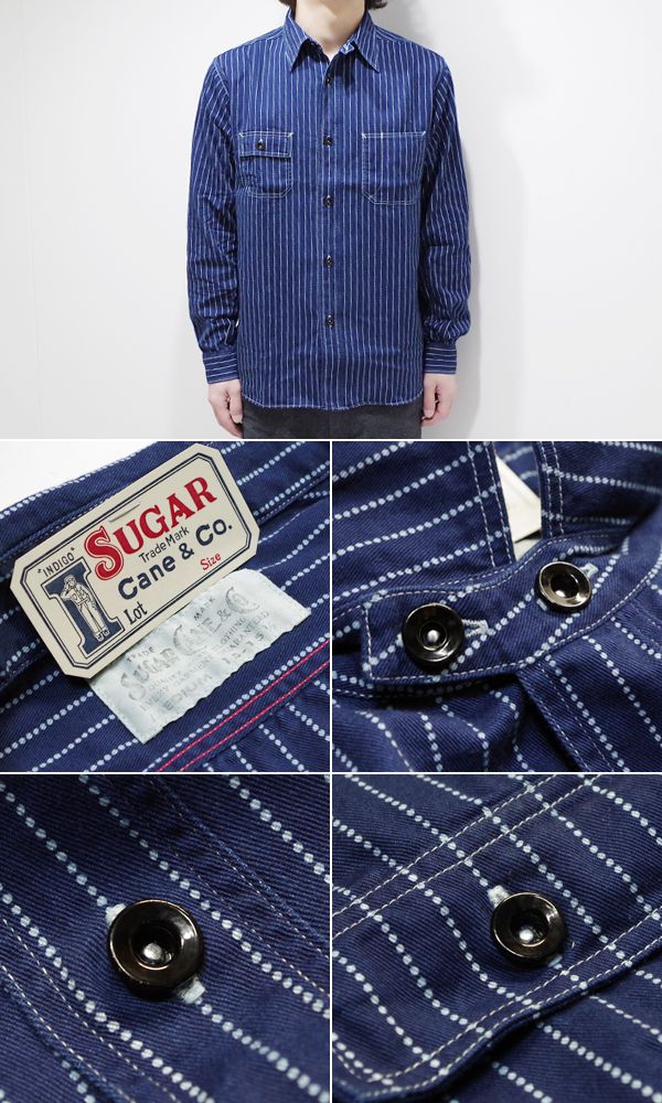 シュガーケーン 長袖 ワークシャツ SUGAR CANE 8.5oz. WABASH STRIPE WORK SHIRT SC25551