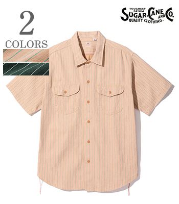 シュガーケーン 半袖 コークストライプ ワークシャツ SUGAR CANE COKE STRIPE WORK SHIRT SC38699