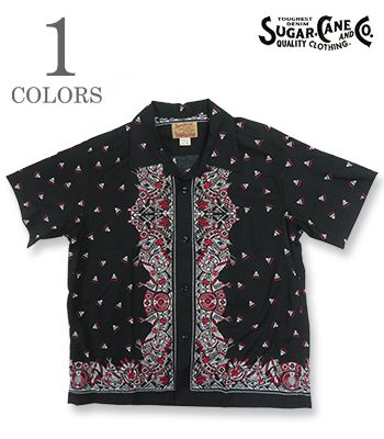 SUGAR CANE シュガーケーン 半袖|バンダナ柄|オープンカラーシャツ『NATIVE AMERICAN BANDANA PRINT OPEN SHIRT』【アメカジ・ワーク】SC39466