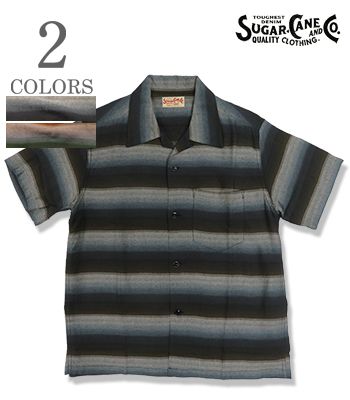 SUGAR CANE シュガーケーン 半袖|マルチボーダー|レーヨン|オープンカラーシャツ『RAYON BORDER OPEN SHIRT』【アメカジ・50s】SC39521