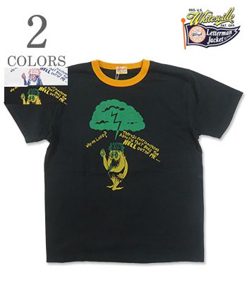 WHITESVILLE ホワイツビル 18/-天竺|プリント|リンガーTシャツ『RINGER T-SHIRT Why Me LORD?』【アメカジ・カレッジ】WV79521