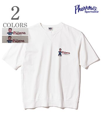 PHERROWS フェローズ 半袖|両Vガゼット|カットソー『両V針抜きリブSST PHERROWS』【アメカジ・カレッジ】25S-PVGT1