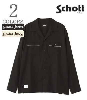 Schott ショット 長袖|オープンカラー|ボーリングシャツ『BOWLING SHIRTLEATHER JACKET MAKES A MAN』【アメカジ・ボウリング】782-5120001
