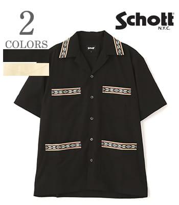Schott ショット 半袖|刺繍|キューバシャツ『T/C CUBA SHIRT』【アメカジ・ワーク】782-5123004