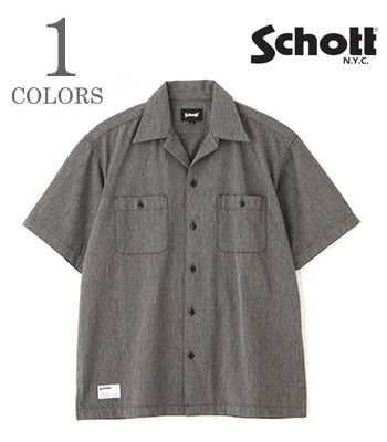 Schott ショット 半袖|コットンコバート|オープンカラー|ワークシャツ『COTTON COVERT SHIRT』【アメカジ・ワーク】782-5123011