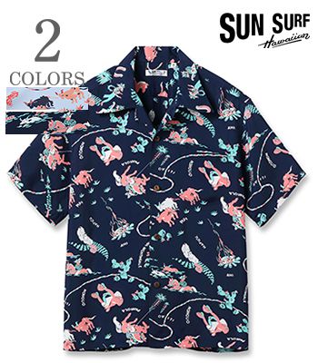 SUN SURF サンサーフ SHORT SLEEVE RAYON ALOHA SHIRT 25MODEL『PANIOLA TOWN』【アロハ・洋柄】SS39420