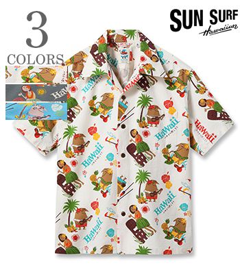 SUN SURF サンサーフ 柳原良平|Mookie Sato|COTTON SEERSUCKER OPEN SHIRT 25MODEL『TRIP TO HAWAII』【アメカジ・アロハ】SS39537