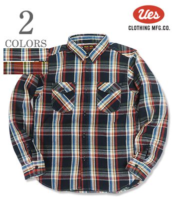 UES ウエス 長袖|ヘビーネル|チェックワークシャツ『先染めヘビーネルシャツ』【アメカジ・ワーク】502553