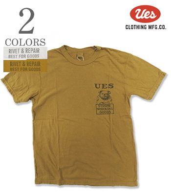 UES ウエス 半袖|16番単糸|天竺|プリントTシャツ『BULLDOG SST』【アメカジ・カレッジ】652502