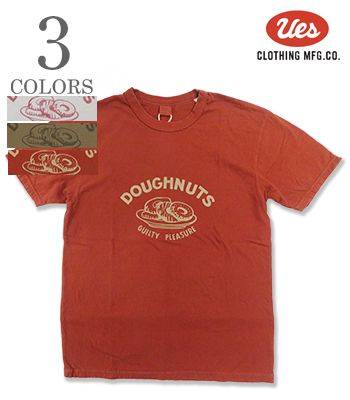 UES ウエス 半袖|16番単糸|天竺|プリントTシャツ『DOUGHNUTS SST』【アメカジ・カレッジ】652504