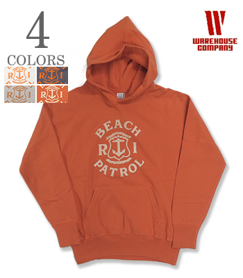 WAREHOUSE 2nd hand ウエアハウス 裏毛|丸胴|セコハン|ラグランスリーブ|パーカー『BEACH PATROL PARKA』【アメカジ・カレッジ】462-BEACH