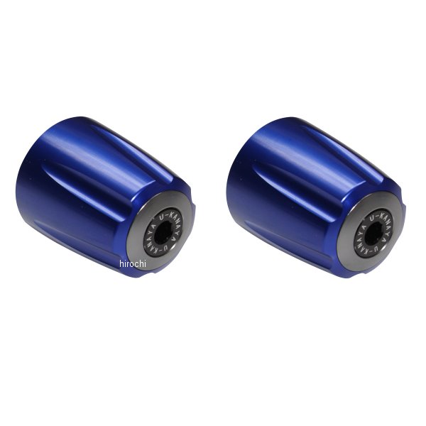 ユーカナヤ U-KANAYA アルミビレットハンドルバーエンド グルーヴタイプ ZRX400/ZRX400II 青/チタン BEGVBL ...