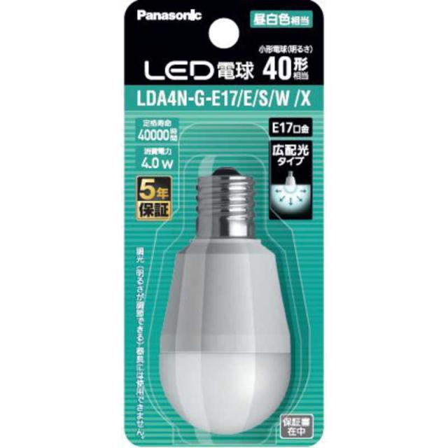 パナソニック Panasonic LED電球 小形電球タイプ 広配光タイプ [E17口金 一般電球形 昼白色 1個 広配光タイプ] LDA4NGE17ESWXの通販はau PAY マーケット ...