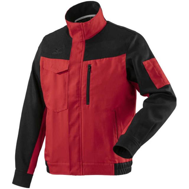 ミズノ　ワークジャケット(通年素材) ［ユニセックス］ S 96：ブラック×レッド　F2JE018696