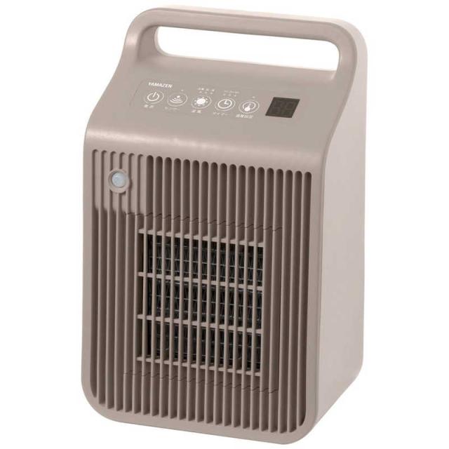 ヤマゼン　脱衣所温風セラミックファンヒーター 1200W 上向き送風 人感・温度センサー付き ベージュ　YKDSF-VE122