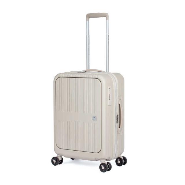 A.L.I　スーツケース ジッパータイプ 宿泊目安：1〜3日間 037L 拡張機能搭載 ワンタッチフロントオープン キャスターストッパー Pitaflat ラテ　PIF-8811-18W