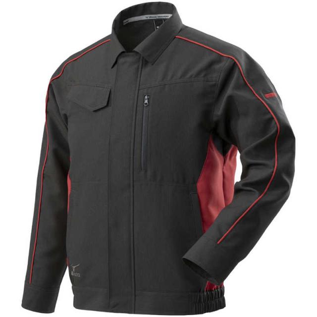 ミズノ　ワークジャケット(春夏向け) ［ユニセックス］ 2XL 96：チャコールグレー×レッド　F2JE218396