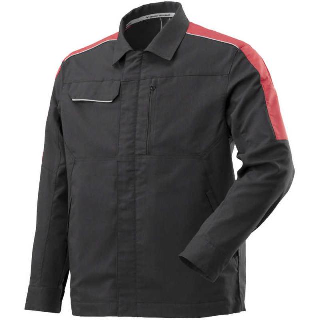 ミズノ　ワークジャケット(春夏/制電素材)［ユニセックス］ 2XL 09：ブラック×レッド　F2JE158009