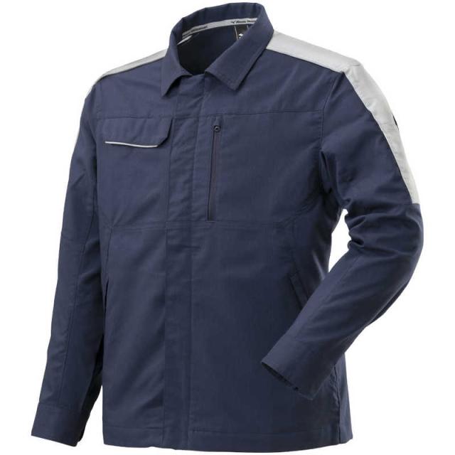 ミズノ　ワークジャケット(春夏/制電素材)［ユニセックス］ 2XL 14：ネイビー×ライトグレー　F2JE158014